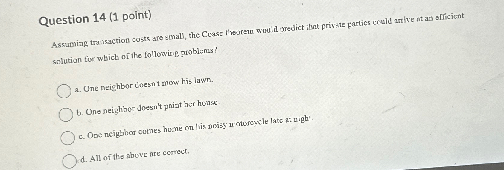 Solved Question 14 (1 ﻿point)Assuming transaction costs are | Chegg.com
