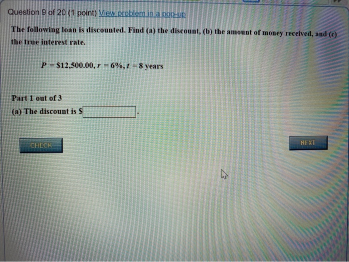 Solved Question 9 of 20 (1 point) View problem in a pop-up | Chegg.com