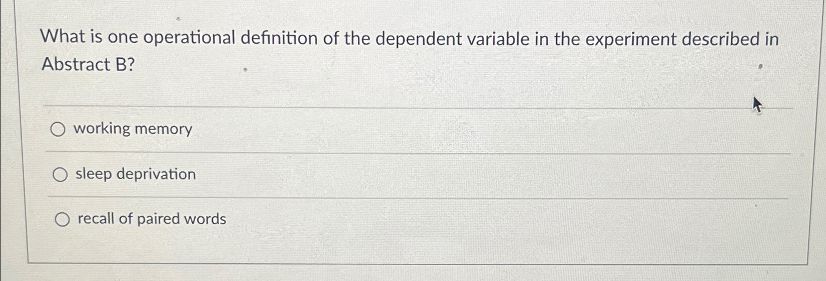 Solved What is one operational definition of the dependent | Chegg.com