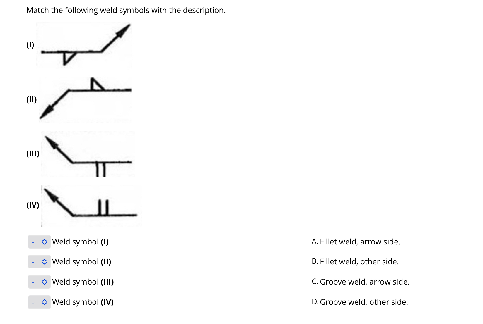 Solved Match the following weld symbols with the | Chegg.com