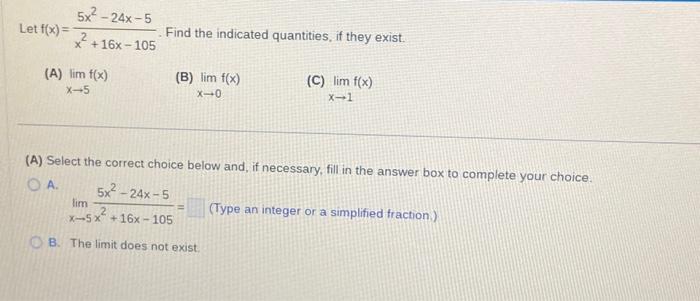 Solved Let f(x)=x2+16x−1055x2−24x−5. Find the indicated | Chegg.com