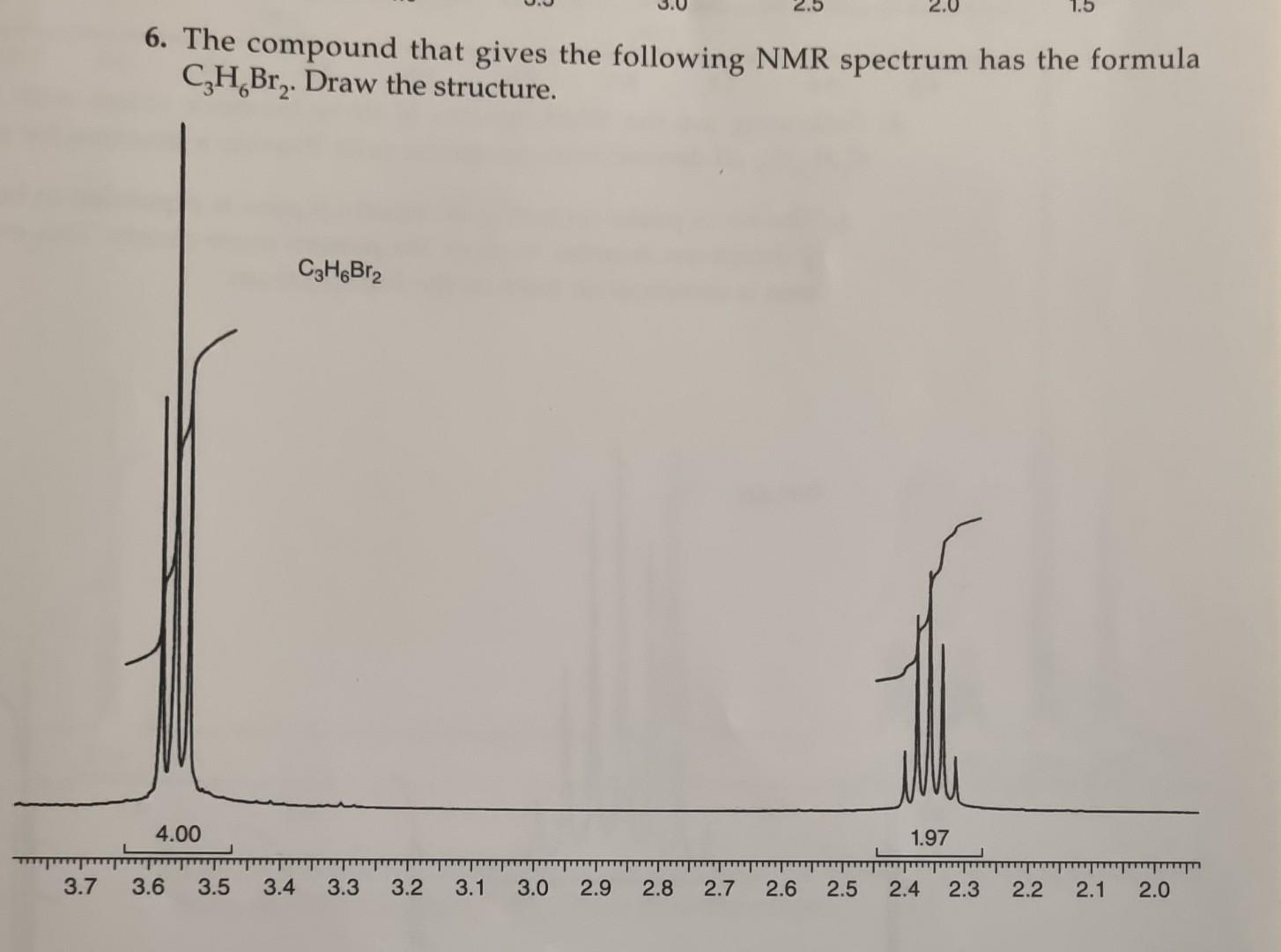 Solved 6. The compound that gives the following NMR spectrum | Chegg.com