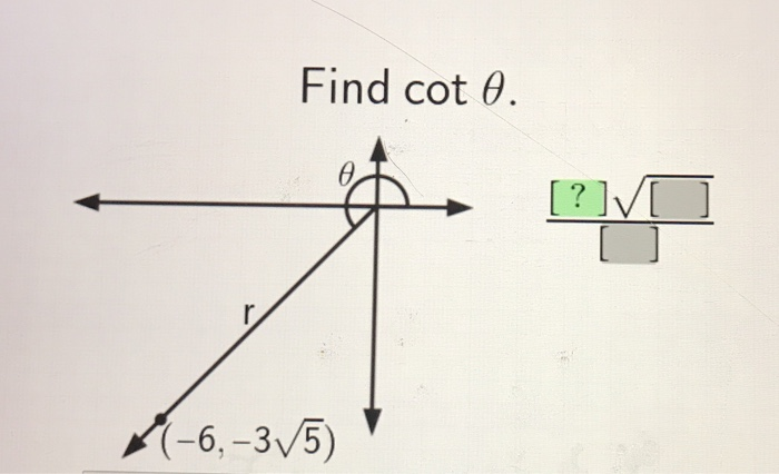 Solved Find cot 0. [?]VO (-6, -3V5) | Chegg.com