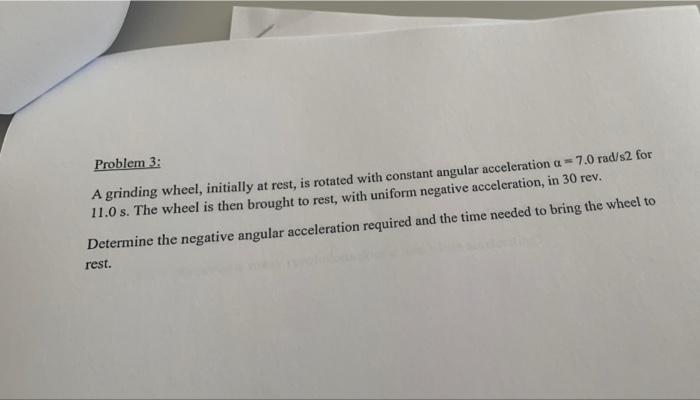 Solved Problem 3: A grinding wheel, initially at rest, is | Chegg.com