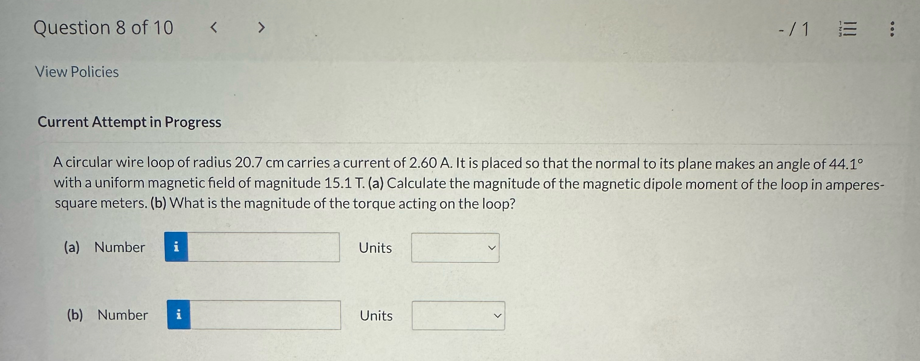 Solved Question 8 ﻿of 10View PoliciesCurrent Attempt in | Chegg.com