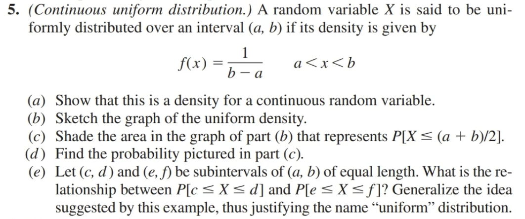 (Continuous uniform distribution.) ﻿A random variable | Chegg.com