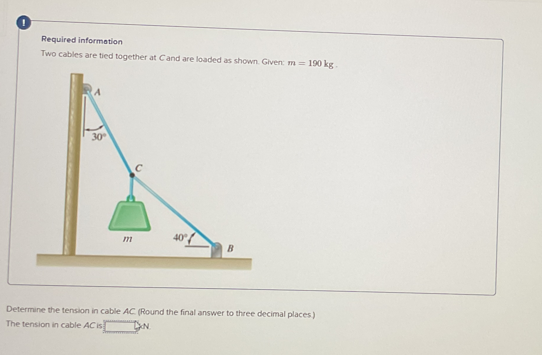 Solved !Required informationTwo cables are tied together at | Chegg.com