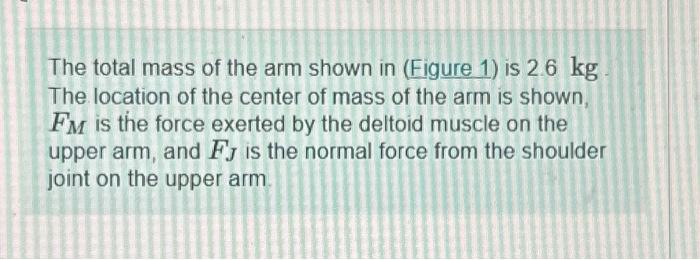Solved The total mass of the arm shown in (Figure 1) is 2.6 | Chegg.com