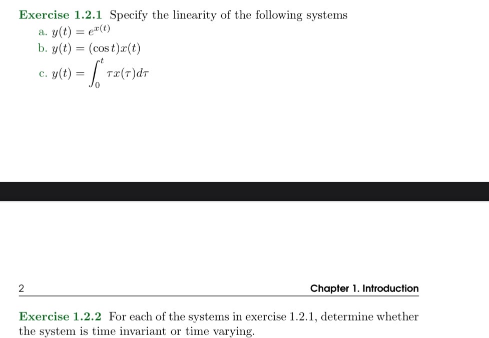 Solved Exercise 1.2.1 ﻿Specify the linearity of the | Chegg.com