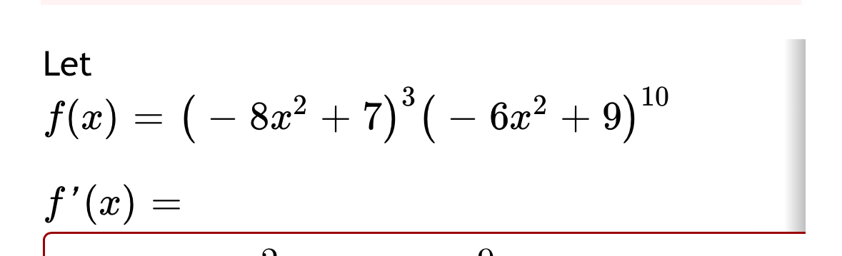 Solved Let(-8x2+7}f'(x)= | Chegg.com