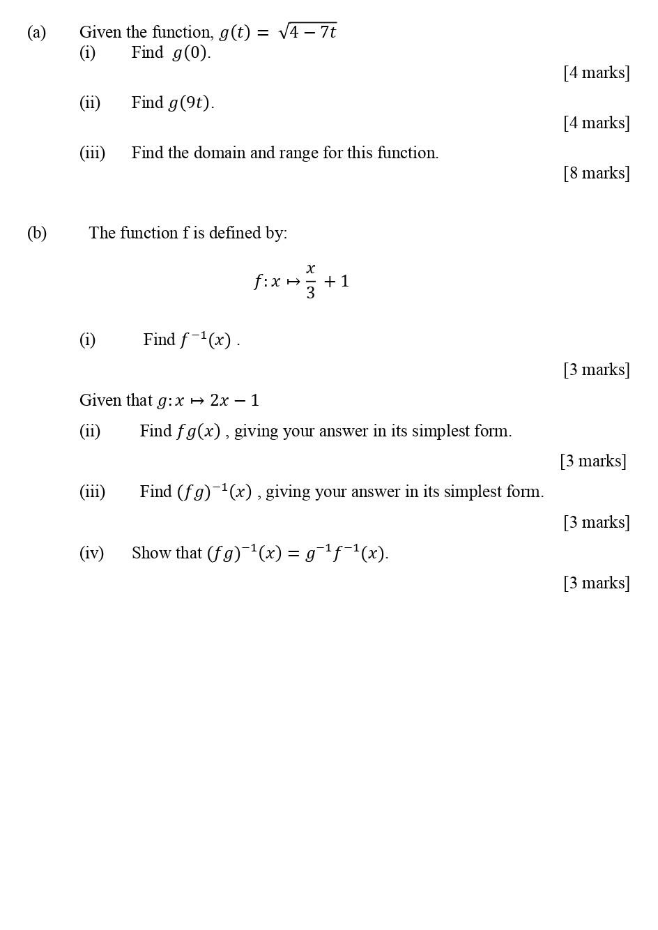 Solved A Given The Function G T 4−7t I Find G 0 [4