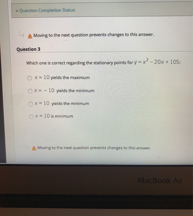 Solved * Question Completion Status: > A Moving to the next | Chegg.com