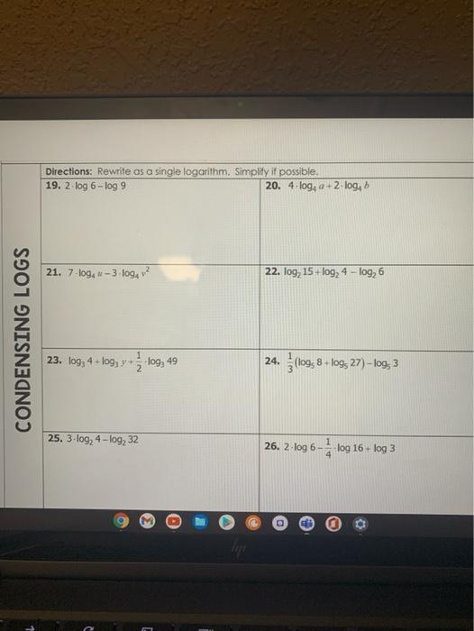 Solved Directions: Rewrite as a single logarithm. Simplify | Chegg.com