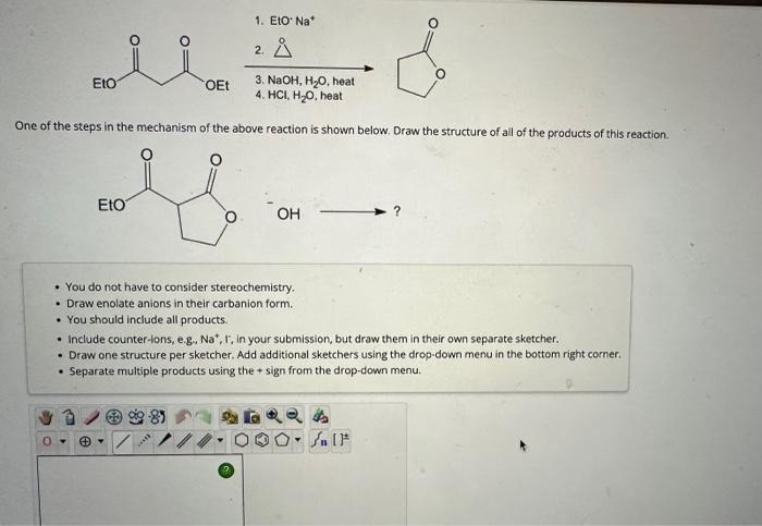 Solved 1. EtO−Na+ 4. HCl,H2O, heat One of the steps in the | Chegg.com