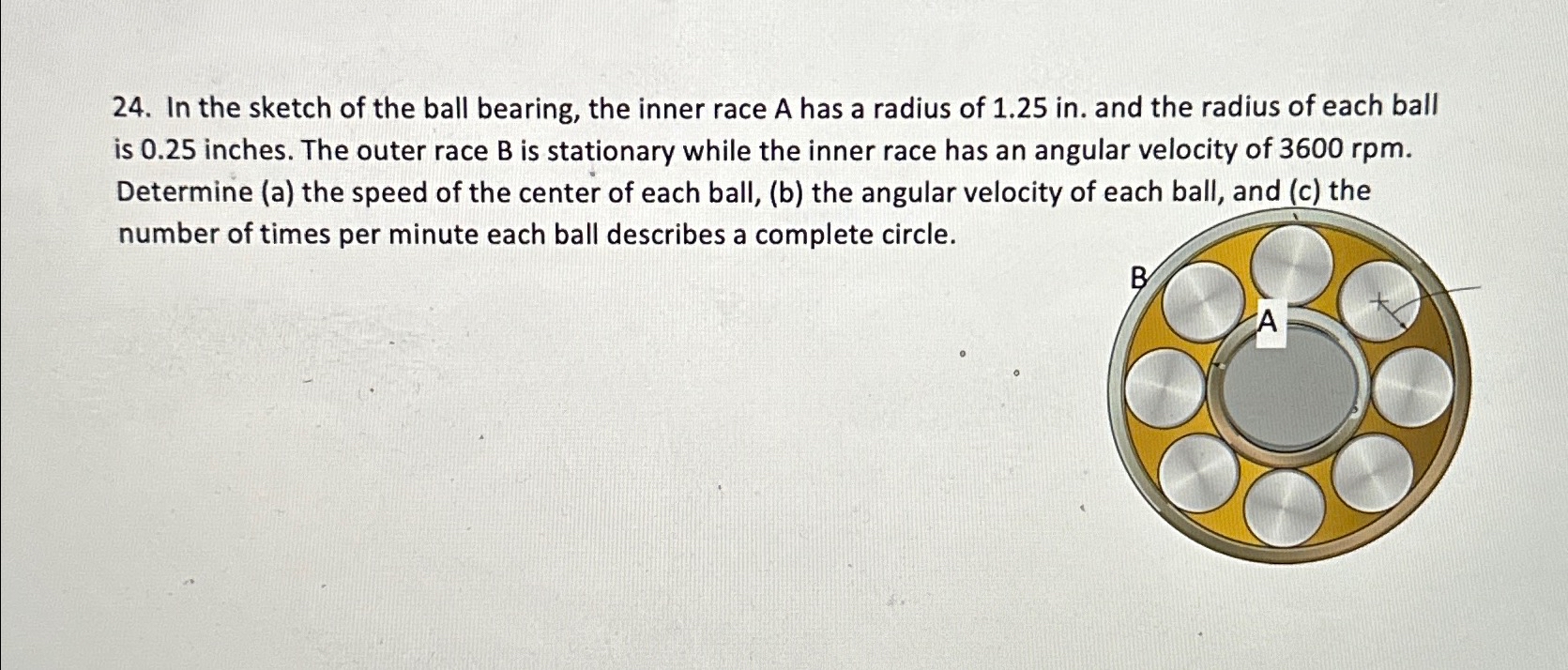Solved In the sketch of the ball bearing, the inner race A | Chegg.com