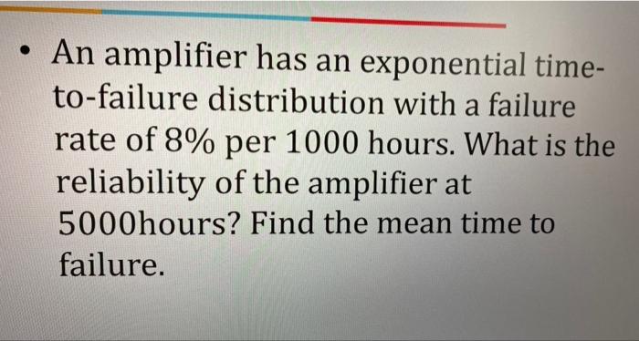 Solved . • An amplifier has an exponential time- to-failure | Chegg.com