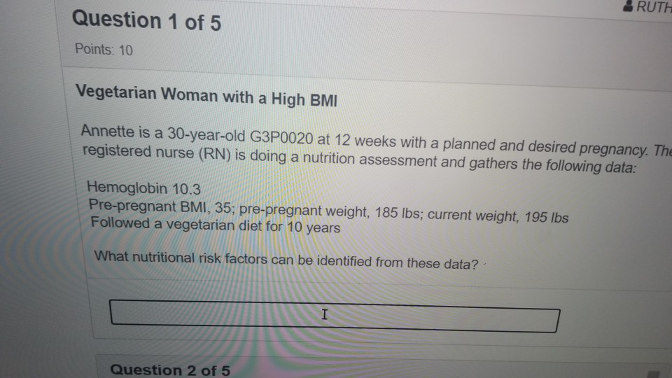 Solved Question 1 of 5 Points: 10 Vegetarian Woman with a | Chegg.com