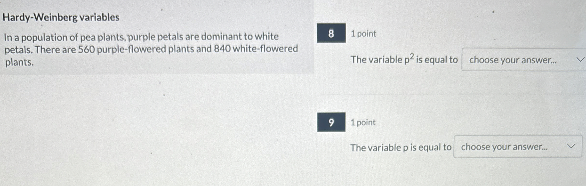 Solved Hardy-Weinberg variablesIn a population of pea | Chegg.com