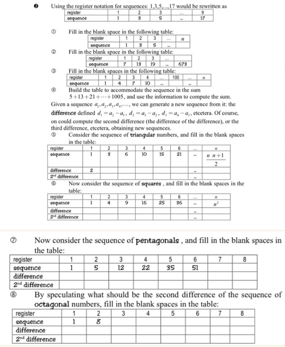 Solved Using the register notation for sequences: 1,3,5, | Chegg.com