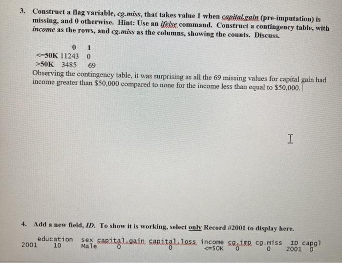 3. Construct a flag variable, cg.miss, that takes | Chegg.com