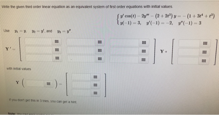 Solved Write the given third order linear equation as an | Chegg.com