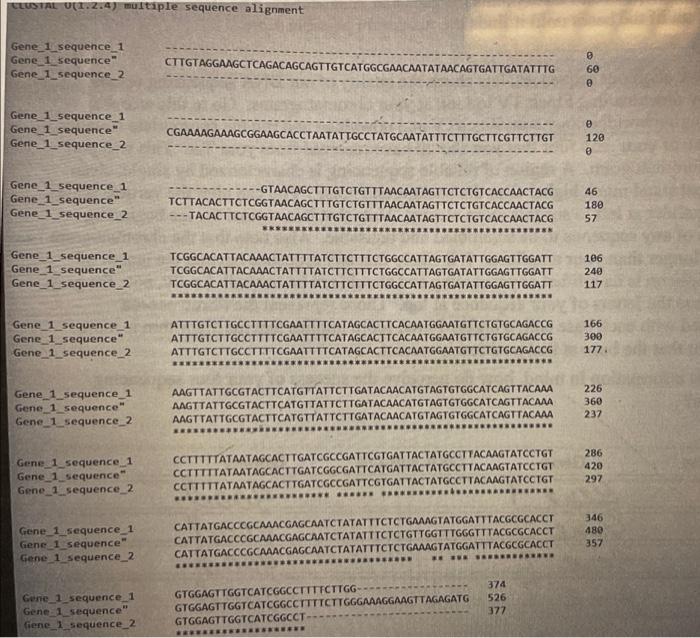 CLUSTAL UTI12.4) multiple sequence alignment Gene_1 | Chegg.com