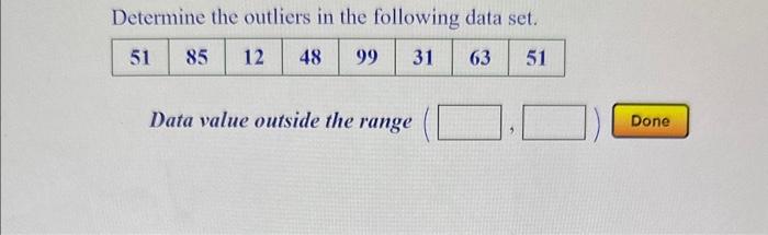 Solved Determine the outliers in the following data set. | Chegg.com