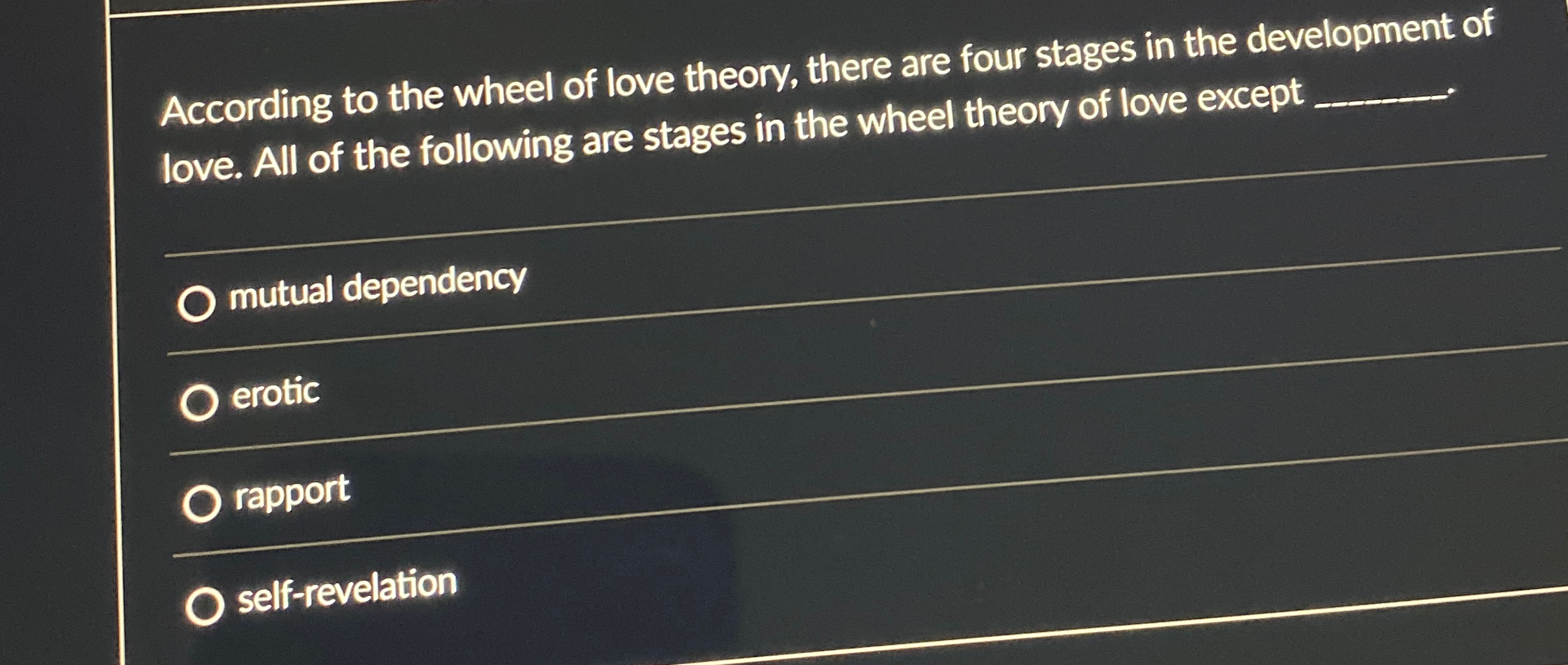 Solved According to the wheel of love theory, there are four | Chegg.com