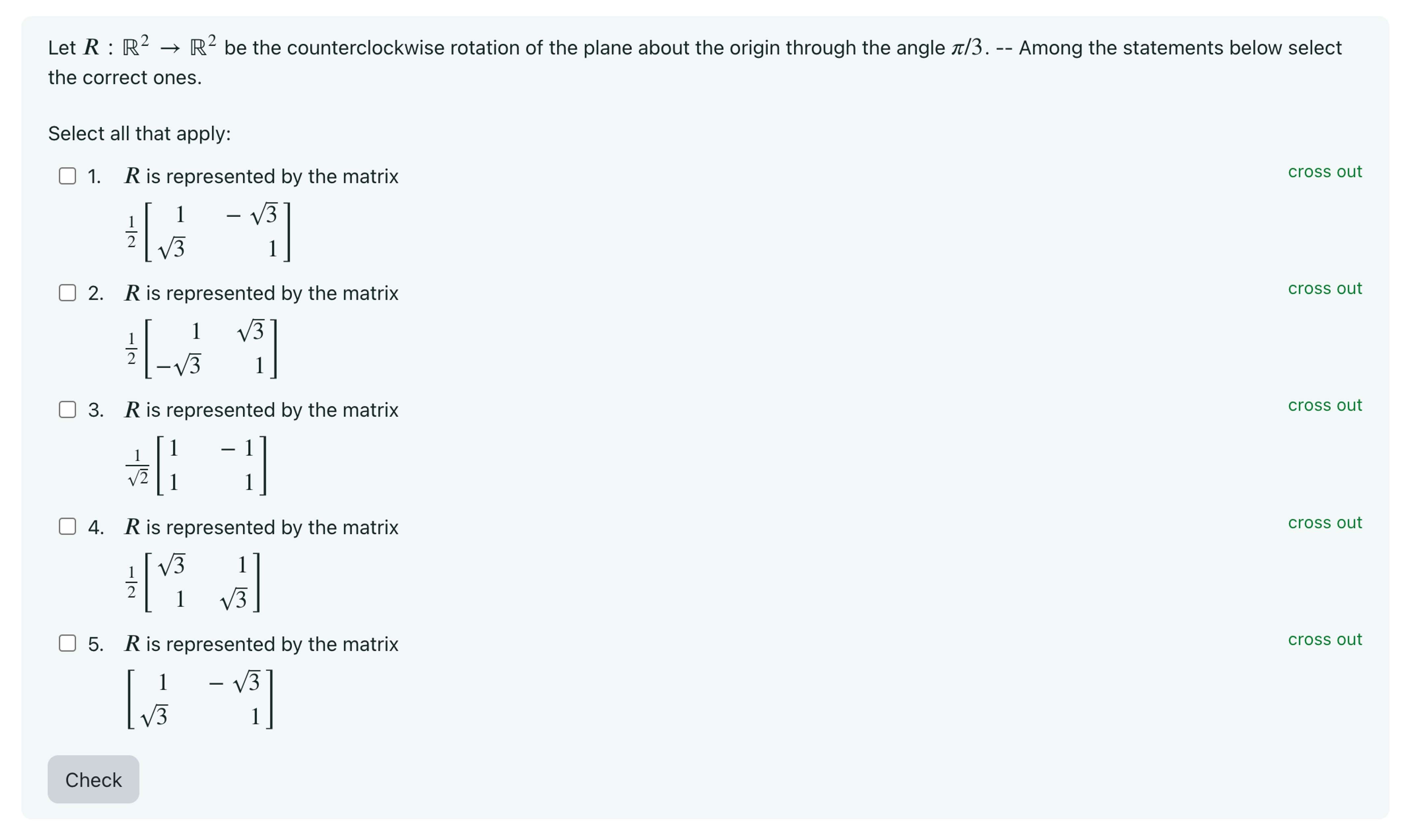 Solved Let R:R2→R2 ﻿be the counterclockwise rotation of the | Chegg.com