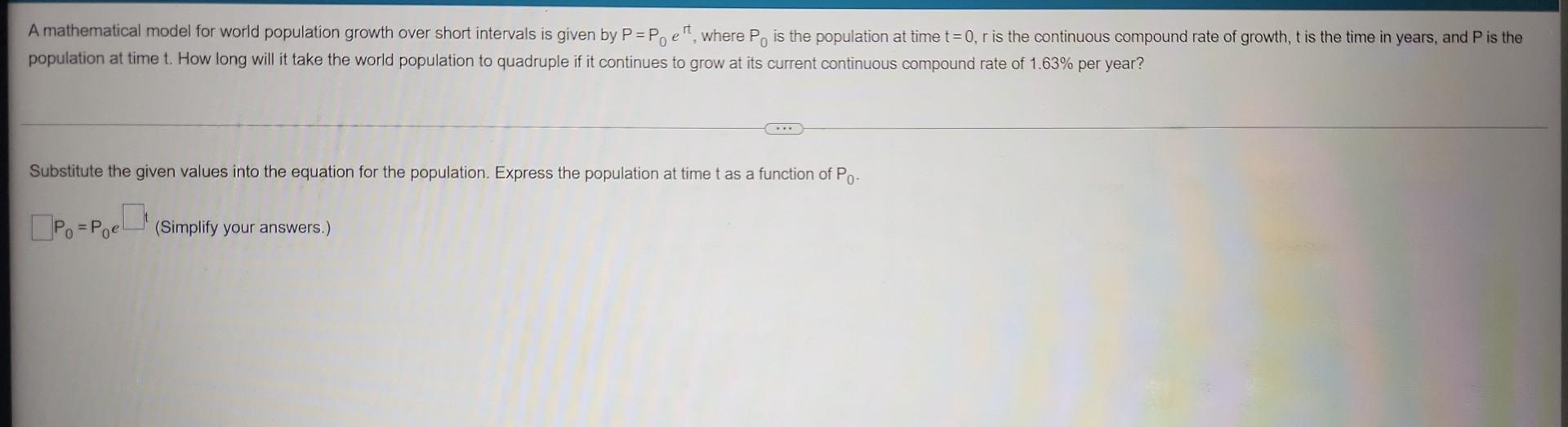 Solved A mathematical model for world population growth over | Chegg.com