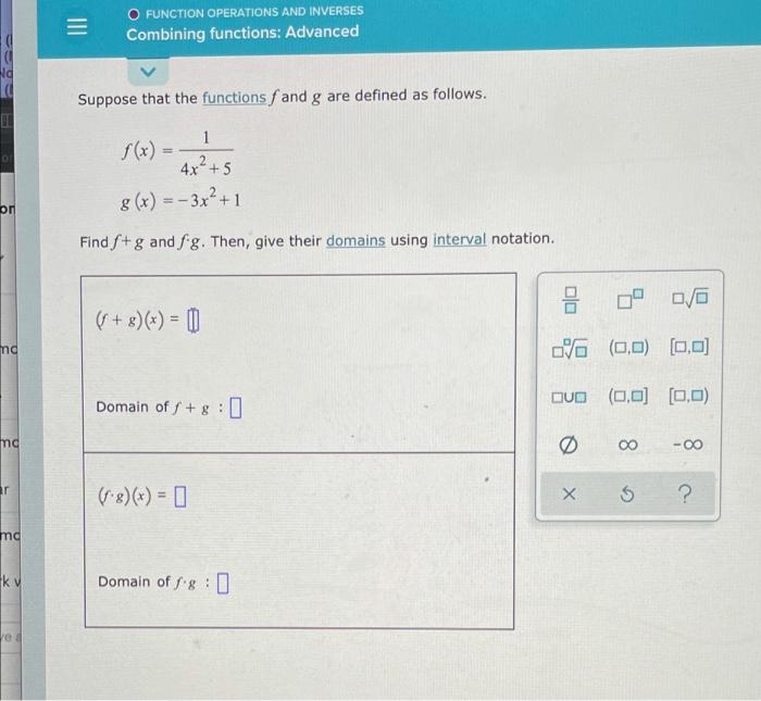 Solved O FUNCTION OPERATIONS AND INVERSES Combining | Chegg.com