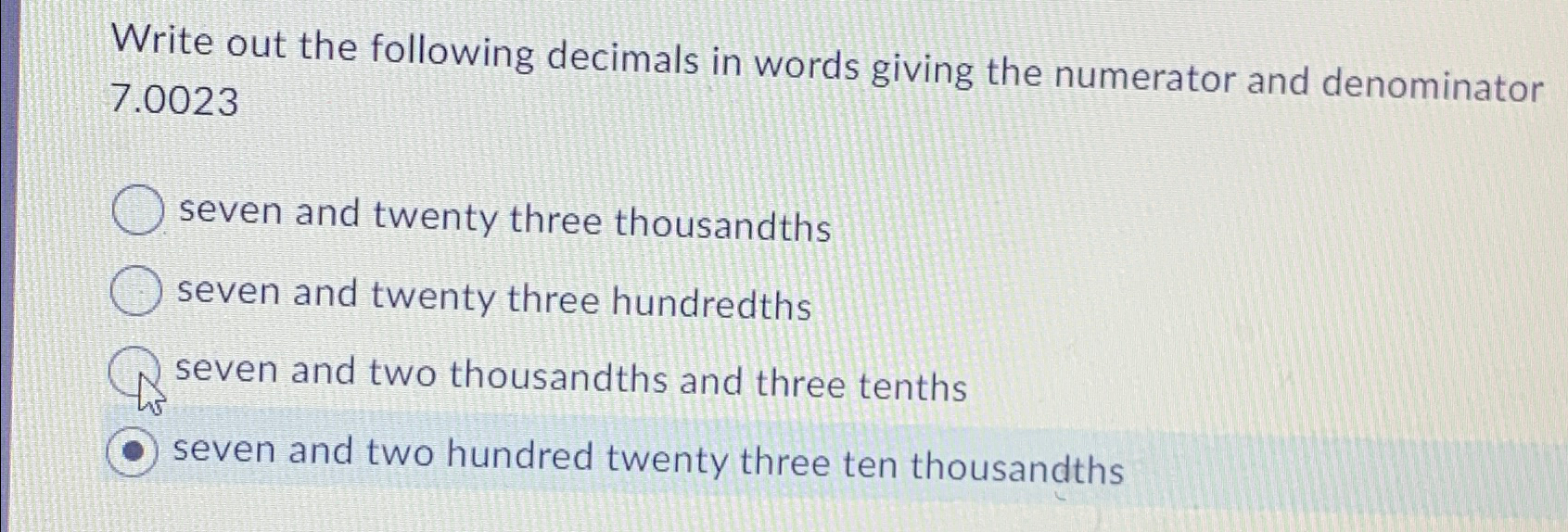 Solved Write out the following decimals in words giving the | Chegg.com