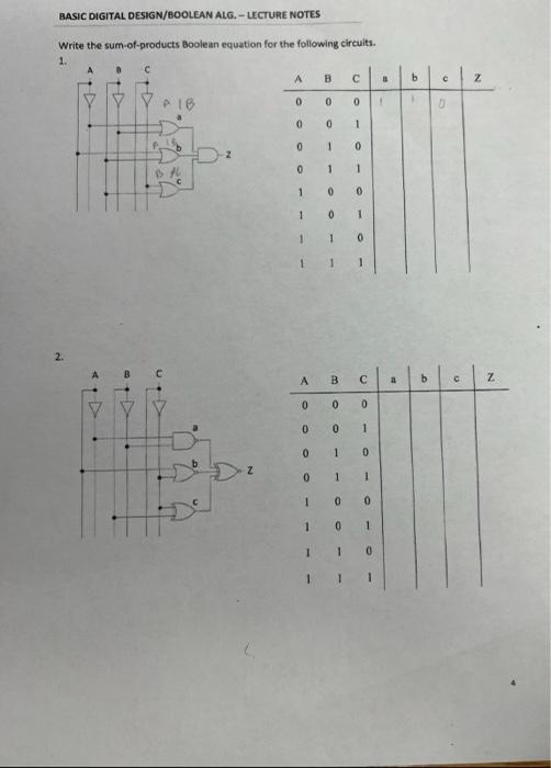 Solved Write The Sum Of Products Boolean Equation For The