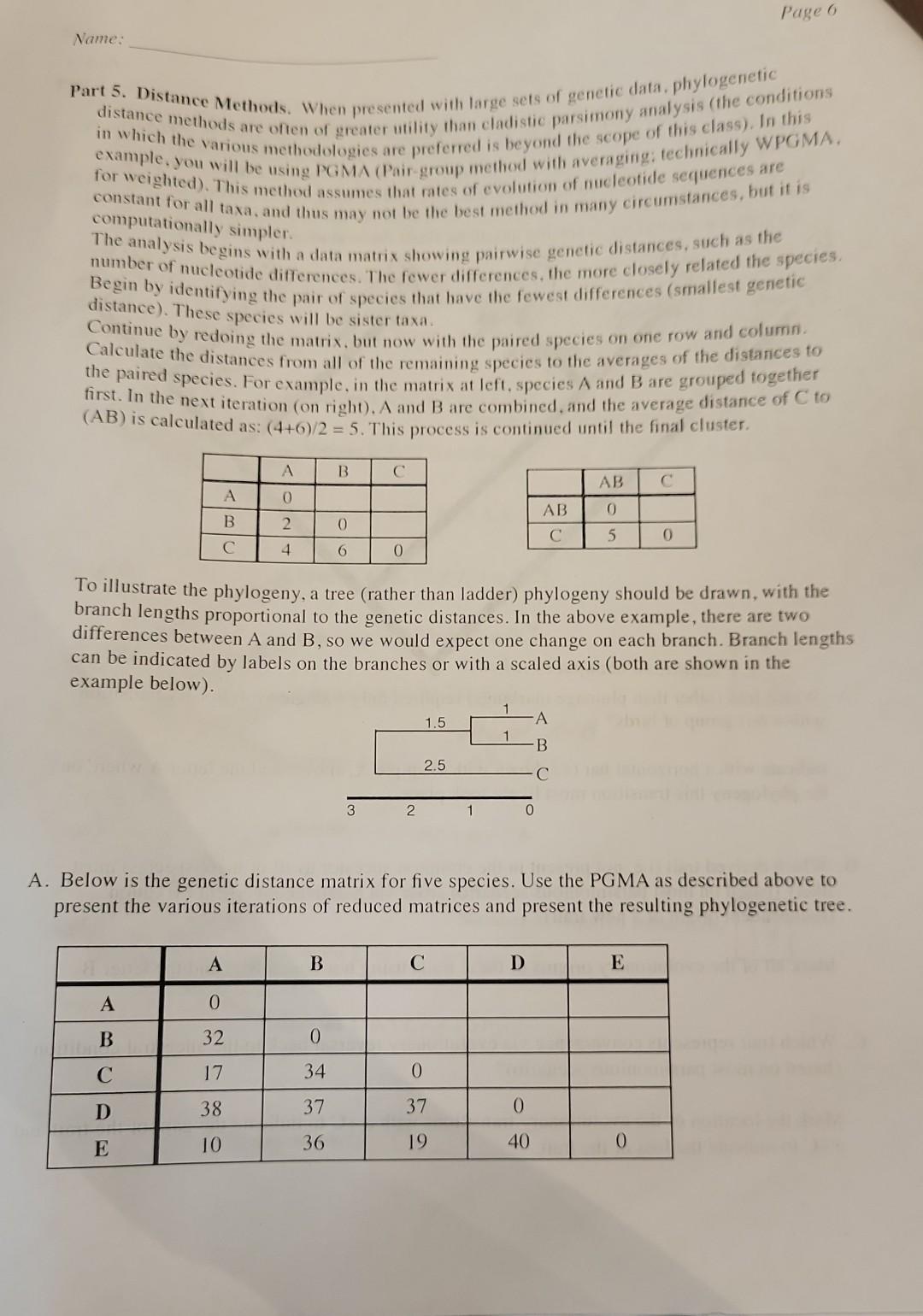 Solved Part 5. Distance Methods. When presented with large | Chegg.com