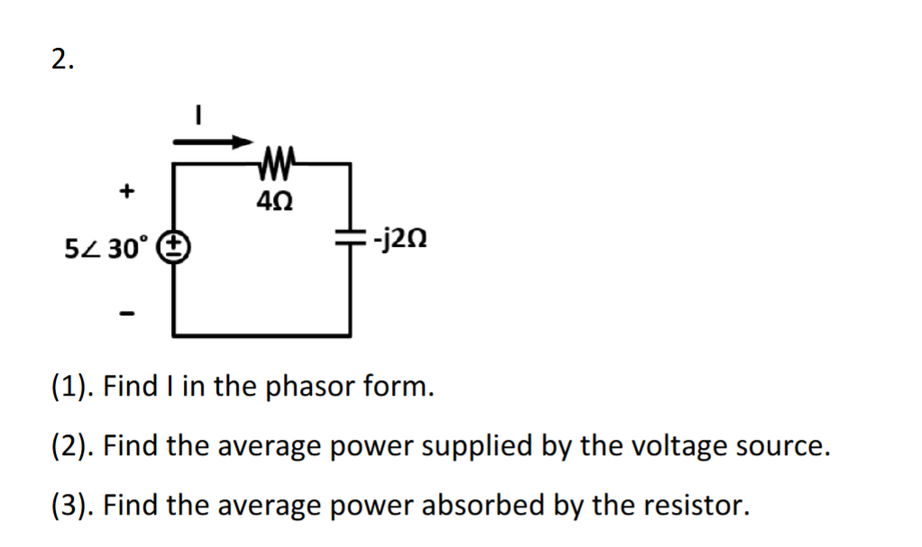 (1). ﻿Find I in ﻿the phasor form.(2). ﻿Find the | Chegg.com