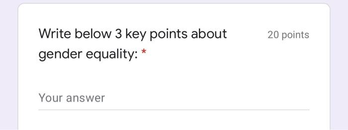 Solved 20 points Write below 3 key points about gender | Chegg.com