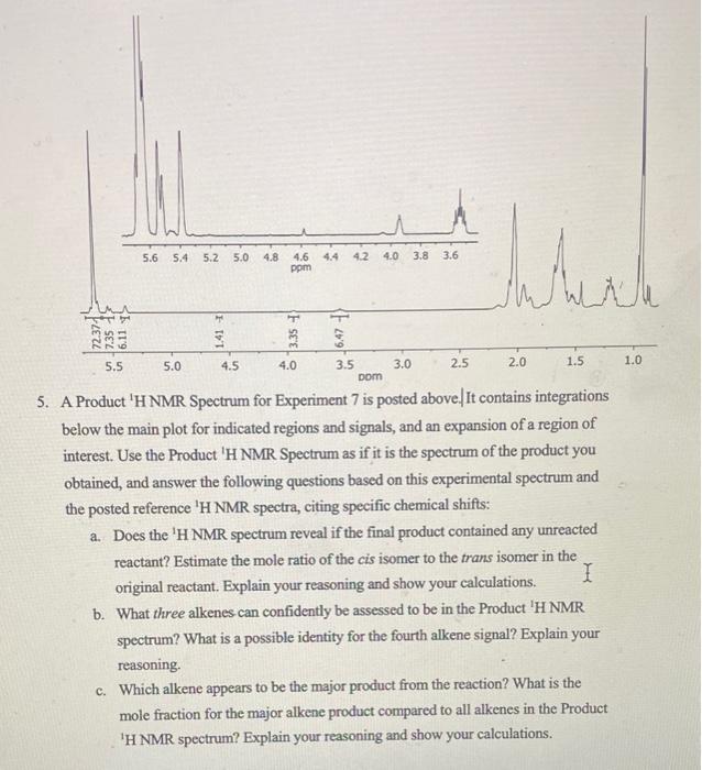 5. A Product 1H NMR Spectrum for Experiment 7 is | Chegg.com