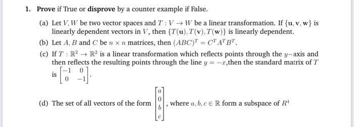 Solved 1. Prove if True or disprove by a counter example if | Chegg.com