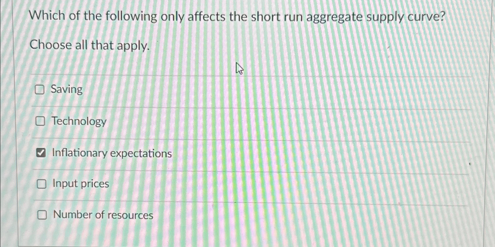 Solved Which of the following only affects the short run | Chegg.com