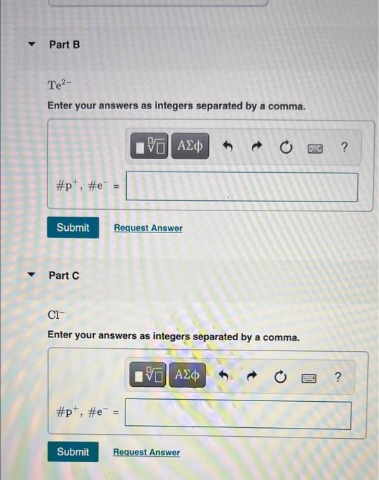 Solved Part B Te2- Enter your answers as integers separated | Chegg.com