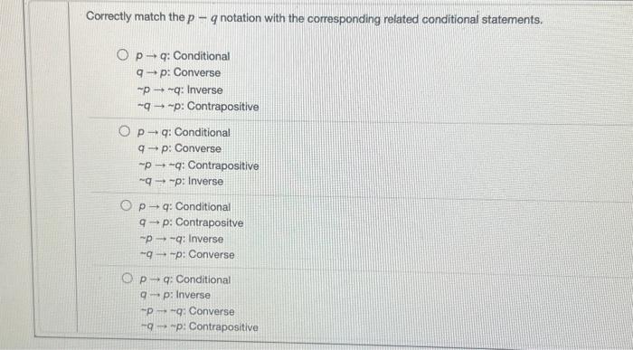 Solved Correctly match the p−q notation with the | Chegg.com