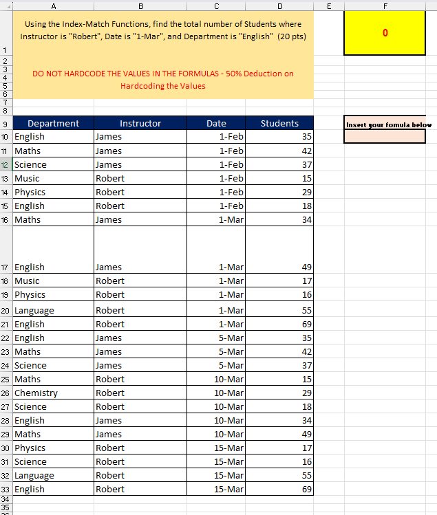 Solved Using the Index-Match Functions, find the total | Chegg.com