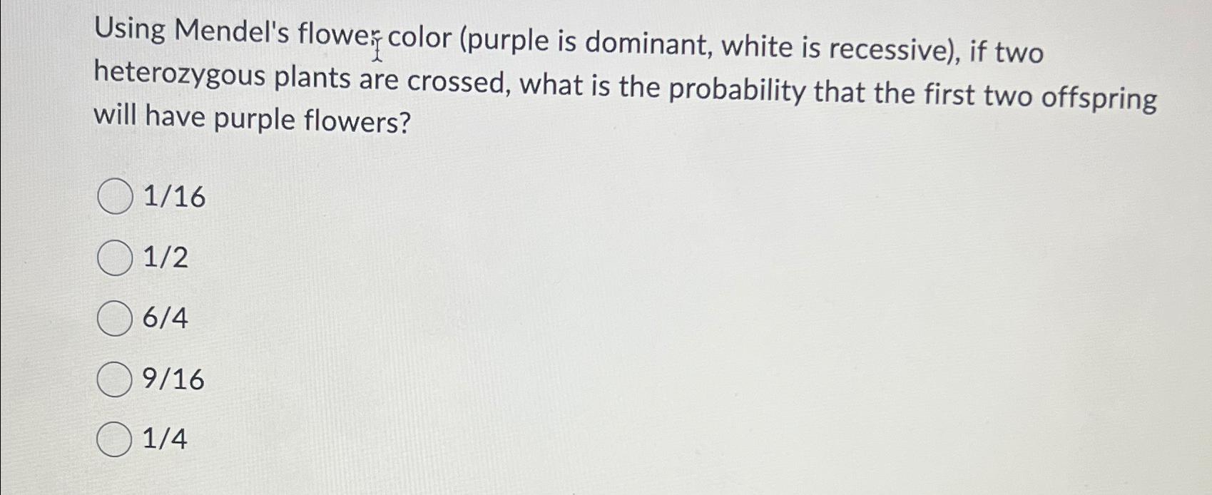 Solved Using Mendel's flower color (purple is dominant, | Chegg.com