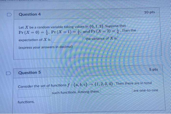 Solved Let X Be A Random Variable Taking Values In 012