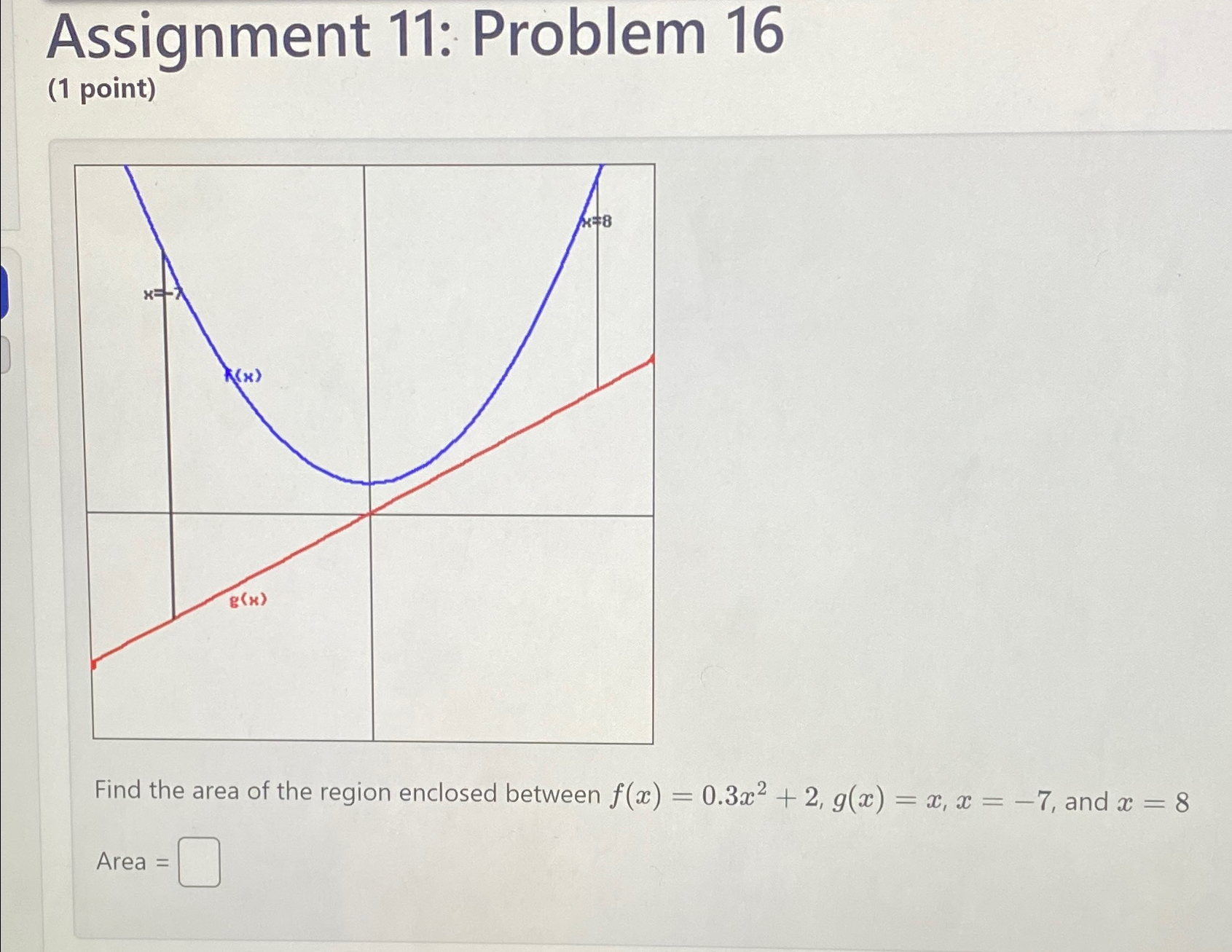 Solved Assignment 11: Problem 16(1 point)Find the area of | Chegg.com Solved Assignment 11: Problem 16(1 point)Find the area of | Chegg.com
