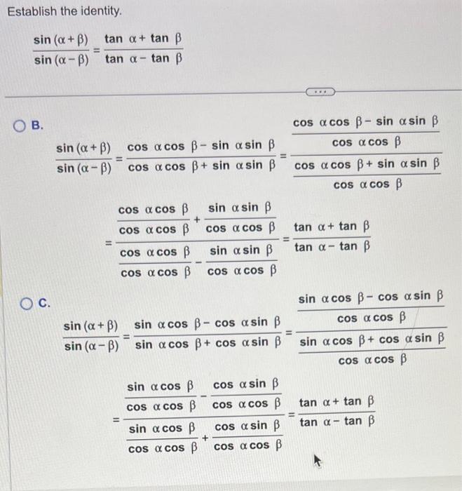 Solved Establish the identity. | Chegg.com
