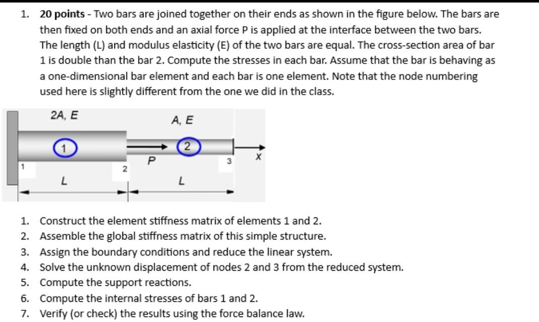 Solved 1. 20 points - Two bars are joined together on their | Chegg.com