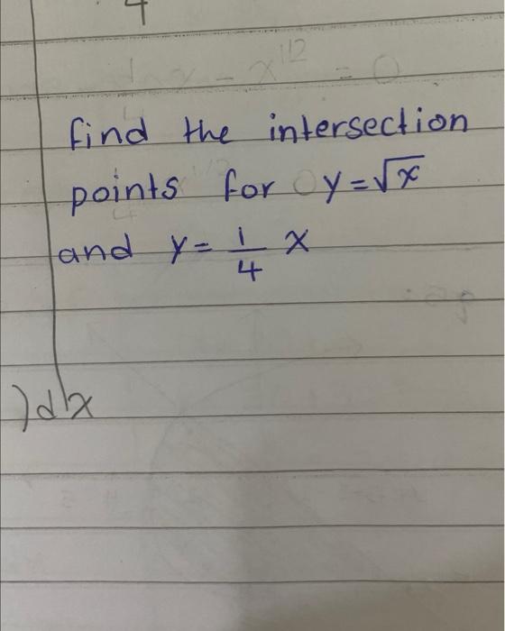 Solved find the intersection points for y=x and y=41x | Chegg.com