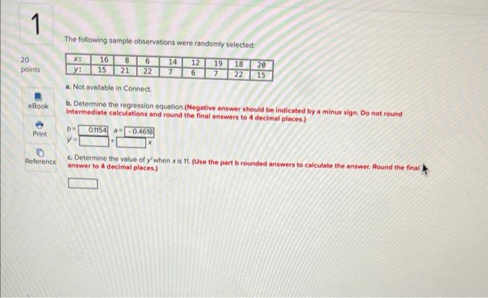 Solved The following sample observations were randomly | Chegg.com