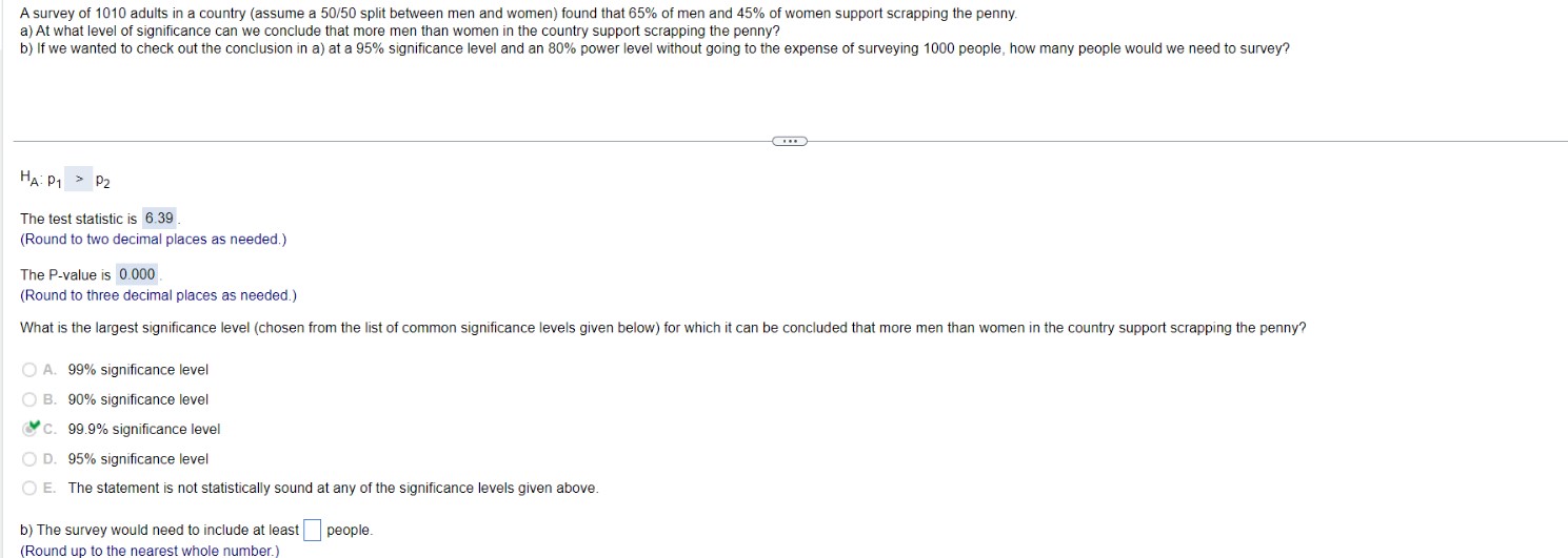 Solved A survey of 1010 ﻿adults in a country (assume a 50/50 | Chegg.com